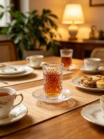 China Glass Tea Cup Set 6pcs Turkish Cups 6pcs Saucers Transparent Machine Pressed Elegant Cups Designed for Tea Lovers and Professionals for sale