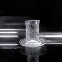 China Set Includes 6 Cups 6 Saucers Glass Tea Cups Transparent Color 118ML Capacity Perfect For Office Or Restaurant for sale