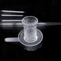 China Set Includes 6 Cups 6 Saucers Glass Tea Cups Transparent Color 118ML Capacity Perfect For Office Or Restaurant for sale