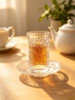 China Set Includes 6 Cups 6 Saucers Glass Tea Cups Transparent Color 118ML Capacity Perfect For Office Or Restaurant for sale