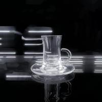 China Eco-friendly Glass Cup Sets 6pcs Turkish Cups 6pcs Saucers Durable Clear Glassware Designed for Hotels Bars and Corporate Meeting Rooms for sale