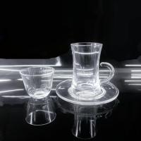 China Durable Glass Drinking Sets 6pcs Turkish Cups 6pcs Saucers 6pcs Cawa Cups Suitable for Hotels Bars Restaurants and Food Service Providers for sale
