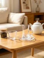 China Soda-lime Glass Glass Cup Sets 12pcs Turkish Cups 12pcs Saucers 12pcs Cawa Cups Suitable for Restaurants Cafes and Offices for sale