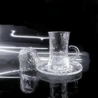 China Glass Tea Cup Set 12pcs Turkish Cups 12pcs Saucers 12pcs Cawa Cups Transparent Color Enhancing Visual Experience for Tea Enthusiasts for sale