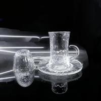 China Glass Tea Cup Set 12pcs Turkish Cups 12pcs Saucers 12pcs Cawa Cups Transparent Color Enhancing Visual Experience for Tea Enthusiasts for sale