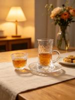China Glass Tea Cup Set 12pcs Turkish Cups 12pcs Saucers 12pcs Cawa Cups Transparent Color Enhancing Visual Experience for Tea Enthusiasts for sale