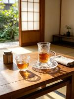 China Glass Tea Cup Set 6pcs Turkish Cups 6pcs Saucers 6pcs Cawa Cups Clear Glass Perfect for Bar and Coffee Shop Tea Presentation for sale