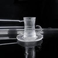 China Glass Cup Sets 6pcs Turkish Cups 6pcs Saucers Eco Friendly Reusable Glassware Ideal For Hotels Bars And Corporate Events for sale