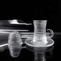 China Durable Glass Drinking Sets 6pcs Turkish Cups 6pcs Saucers 6pcs Cawa Cups Ideal for in Restaurants Bars and Catering Services for sale