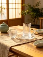 China Durable Glass Drinking Sets 6pcs Turkish Cups 6pcs Saucers 6pcs Cawa Cups Ideal for in Restaurants Bars and Catering Services for sale