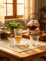 China Durable Glass Drinking Sets 6pcs Turkish Cups 6pcs Saucers 6pcs Cawa Cups Ideal for in Restaurants Bars and Catering Services for sale
