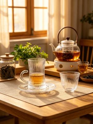 China Durable Glass Drinking Sets 6pcs Turkish Cups 6pcs Saucers 6pcs Cawa Cups Ideal for in Restaurants Bars and Catering Services for sale