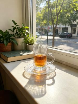 China Glass Cup Sets 6pcs Turkish Cups 6pcs Saucers Eco Friendly Reusable Glassware Ideal For Hotels Bars And Corporate Events for sale