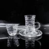 China Glass Cup Sets 6pcs Turkish Cups 6pcs Saucers 6pcs Cawa Cups Machine Pressed Craft Perfect for Daily Life Drinking for sale