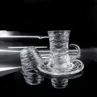 China Daily Life Durable Glass Drinking Sets 12pcs Turkish Cups 12pcs Saucers 12pcs Cawa Cups Perfect for Hotels Bars and Tea Service for sale