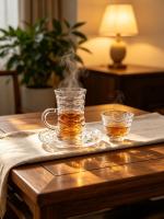 China Glass Cup Sets 6pcs Turkish Cups 6pcs Saucers 6pcs Cawa Cups Machine Pressed Craft Perfect for Daily Life Drinking for sale