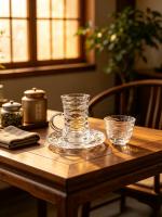 China Daily Life Durable Glass Drinking Sets 12pcs Turkish Cups 12pcs Saucers 12pcs Cawa Cups Perfect for Hotels Bars and Tea Service for sale