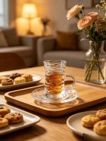 China Elegant Glass Cup Sets 6pcs Turkish Cups 6pcs Saucers Perfect for Daily Life Offering Durable Construction and Elegant Appearance for sale