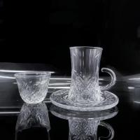 China Glass Tea Cups Set 12pcs Turkish Cups 12pcs Saucers 12pcs Cawa Cups Lead free Elegant Design Ideal for Tea Houses Cafes and Corporate Events for sale