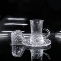 China Glass Tea Cups Set 12pcs Turkish Cups 12pcs Saucers 12pcs Cawa Cups Lead free Elegant Design Ideal for Tea Houses Cafes and Corporate Events for sale