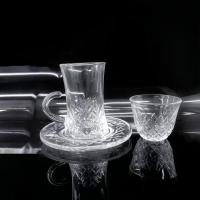 China OEM ODM Transparent Tea Drinking Cup Set 6pcs Turkish Cups 6pcs Saucers 6pcs Cawa Cups Made for Daily Life for sale