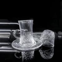 China OEM ODM Transparent Tea Drinking Cup Set 6pcs Turkish Cups 6pcs Saucers 6pcs Cawa Cups Made for Daily Life for sale