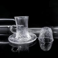 China OEM ODM Transparent Tea Drinking Cup Set 6pcs Turkish Cups 6pcs Saucers 6pcs Cawa Cups Made for Daily Life for sale