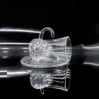 China Glass Tea Cups 6pcs Turkish Cups 6pcs Saucers Machine Pressed Clear Glass Suitable for Tea Shops Cafes and Office for sale