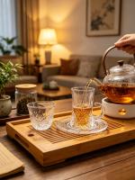 China OEM ODM Transparent Tea Drinking Cup Set 6pcs Turkish Cups 6pcs Saucers 6pcs Cawa Cups Made for Daily Life for sale