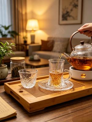 China OEM ODM Transparent Tea Drinking Cup Set 6pcs Turkish Cups 6pcs Saucers 6pcs Cawa Cups Made for Daily Life for sale