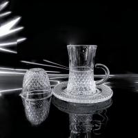 China Classical Glass Tea Cups Set of 6pcs Turkish Cups 6pcs Saucers 6pcs Cawa Cups Great for Elegant Tea Drinking Experience for sale