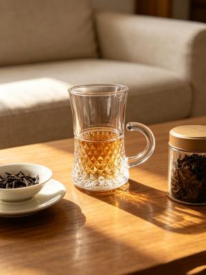 China Stylish Glass Tea Cups Set 6pcs Turkish Cups Ideal for Commercial in Cafes Restaurants and Hotels for sale