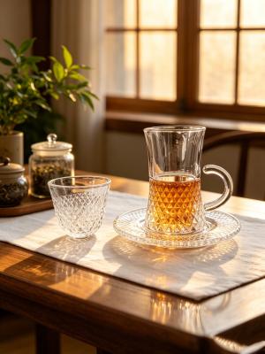 China Classical Glass Tea Cups Set of 6pcs Turkish Cups 6pcs Saucers 6pcs Cawa Cups Great for Elegant Tea Drinking Experience for sale