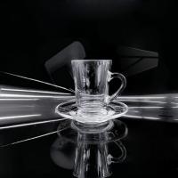 China Minimalist Clear Glass Tea Cup Set 6pcs Turkish Cups 6pcs Saucers Suitable for Daily Tea Drinking and Serving for sale
