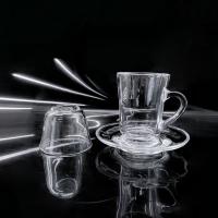 China Modernist Transparent Glass Tea Cup Set 6pcs Turkish Cups 6pcs Saucers 6pcs Cawa Cups Designed for Comfortable Tea Drinking for sale