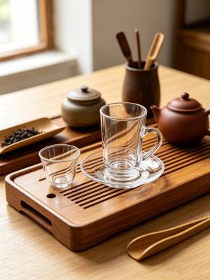 China Modernist Transparent Glass Tea Cup Set 6pcs Turkish Cups 6pcs Saucers 6pcs Cawa Cups Designed for Comfortable Tea Drinking for sale