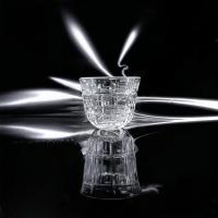 China Grid Pattern Eco Lead-Free Glass Tasting Cups Set of 6pcs Cawa Cups 65ml Small Tea Sipping Cup for sale