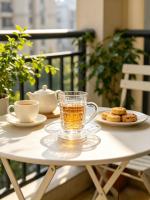 China Elegant Glass Tea Cups Set 6pcs Turkish Cups 6pcs Saucers Designed for Clear Visibility and Comfortable Tea Drinking Experience for sale