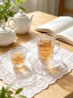 China Complete 36-Piece Grid Pattern Glass Tea Serving Kit For Home & Cafe 12pcs Turkish Cups 12pcs Saucers 12pcs Cawa Cups for sale