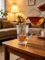 China Hot Sale 6Pcs Chevron Embossed Glass Tea Cup Sets 100ml Lead Free Small Handle Coffee Cup 6pcs Turkish Cups for sale