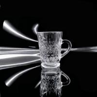 China Vintage Star Cut Lead-Free Glass Mugs Set 100ml  Handle Glass Tea Cup 6pcs Turkish Cups for sale