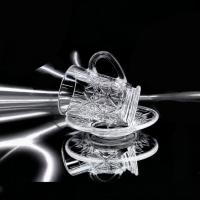 China Star Diamond Cut Recyclable Glass Cup & Saucer Set 6 Matching Tea Mugs with Saucers for sale