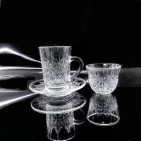 China Luxury Star Cut Lead-Free Glass Tea Set | 12 Mugs, 12 Saucers & 12 Cawa Cups Bulk Pack for sale