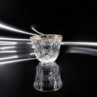 China High Quality Middle Eastern Style Gold Rim Clear Glass Coffee Cup & Saucer Sets, Premium Transparent Glass Cups for Home & Gifts for sale