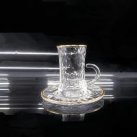 China 12PCS Luxury Glass Coffee Tea Cup Saucer Sets Vintage Turkish Arabic Coffee Cup Set with Gold Rim for Arabic Tea, Black Tea & Coffee, Luxury Table Drinkware for sale