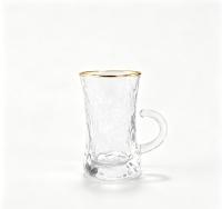 China 12PCS Luxury Glass Coffee Tea Cup Saucer Sets Vintage Turkish Arabic Coffee Cup Set with Gold Rim for Arabic Tea, Black Tea & Coffee, Luxury Table Drinkware for sale