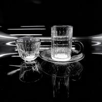 China 18PCS Premium Glass Coffee Cups Saucer Hand-painted Black Rim and Handle for Aesthetics-loving Home Baristas and Outdoor Tea Enthusiasts for sale