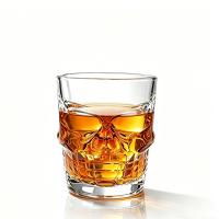 China High Quality Fashion 3D Skull Pattern Clear Glass Cups for Whiskey, Coffee, Cocktail & Beverages for sale