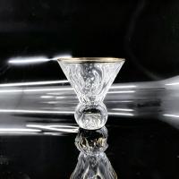 China Premium Gold Rim Vintage Transparent Cocktail Goblets, 3‑Pattern Spherical Base Stemless Martini Glasses for Bar & Home Party for sale