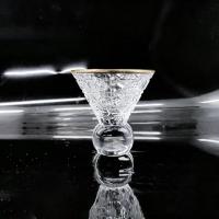 China Premium Gold Rim Vintage Transparent Cocktail Goblets, 3‑Pattern Spherical Base Stemless Martini Glasses for Bar & Home Party for sale